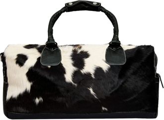 Hampton Deluxe Leder Reisetasche Schwarz Echtes Rindsleder & Kuhfell Weekend Duffel Reise
