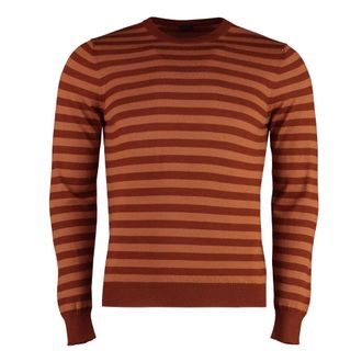 Malo Kaschmir Rundhalspullover Gerippte Strickkanten - - Knitwear - Herren - Braun - L