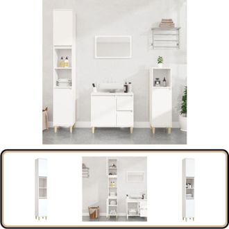 vidaXL Vidaxl - Armoire de salle de bain blanc 30x30x190 cm bois ding&eacute;nierie - Meuble De Salle De Bain - Armoire De Salle De Bain - Rangement Salle De Bain