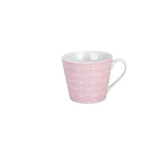 Krasilnikoff Becher, Tasse mit Henkel - Happy Cup - Blossom - rosa, weiß - ca. 400 ml - Höhe: 9 cm