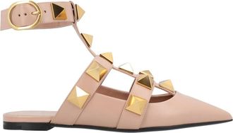 Valentino Garavani Slipper & Pantoletten - Pointed Toe Ballerinas With Roman Stud Rivets And - Gr. 35 (EU) - in Beige - für Damen