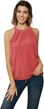 Grace Karin Débardeur Femme Ete Sexy Épaule Nue sans Manches Top Camisole Chic Hauts Anne 50 Orange Rouge XL