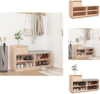 vidaXL Schuhregal 110x34x61 cm Massivholz Kiefer - Holz Schrank - Schuhschrank - Kiefernholzm&ouml;bel - Garderobe - Aufbewahrungsbox