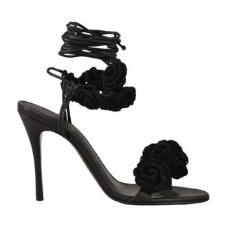 Magda Butrym Leder Sandale mit Viskose und Baumwolle - - Shoes - Damen - Schwarzk - 36 EU
