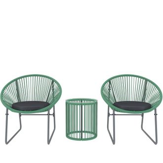 OUTSUNNY Polyrattan Gartenm&ouml;bel Set, Outdoor Balkonm&ouml;bel f&uuml;r 2 Personen, 3-teilig Bistroset Sitzgruppe mit 2 St&uuml;hle, Beistelltisch, Sitzkissen, wetterfest