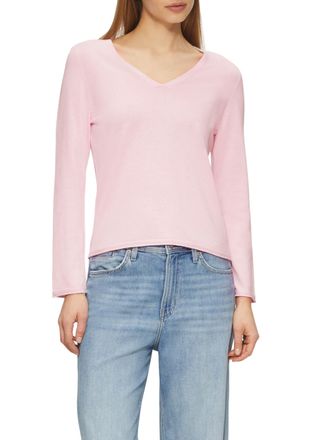 s.Oliver Feinstrickpullover mit V-Ausschnitt und Rollkante am Saum