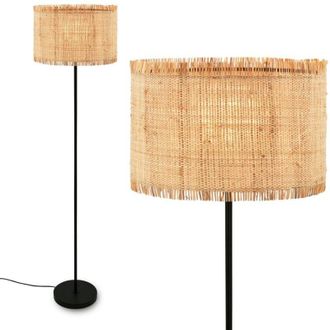 Briloner Lampadaire Borra de Brilon, abat-jour en paille, interrupteur au pied, style boh me, douille E27, naturel, 40 x 161 cm