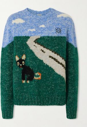 Loewe Pull En Laine Mélangée Jacquard X Louis Wain - Vert