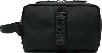 Moschino trousse de toilette à plaque logo - Noir