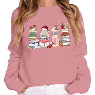 Generic Pull Noel Femme Moche Pull Renne Noel Sweatshirt a Manches Longues Col Rond Épaules Tombantes Et Doublure Polaire Imprimé de Lettres de Noël Tendance 