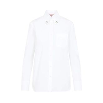 Valentino Garavani Femme, Blouses et Chemises, Blanc, Taille: 40 FR Chemise boutonn&eacute;e &agrave; col orn&eacute;