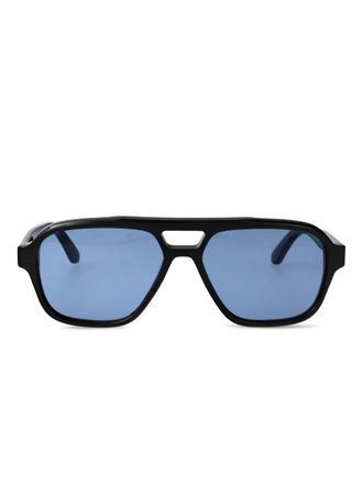 Retro Superfuture Maneval Sonnenbrille mit schmalem Gestell - Schwarz