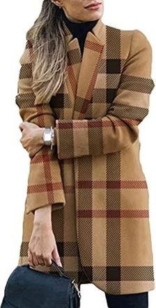 Onsoyours Femme Mode Manteaux De Laine Chaud Manches Longues Slim Veste Casual Vintage Cardigan Overcoat Printemps Automne Outwear (XXL, B Kaki2)
