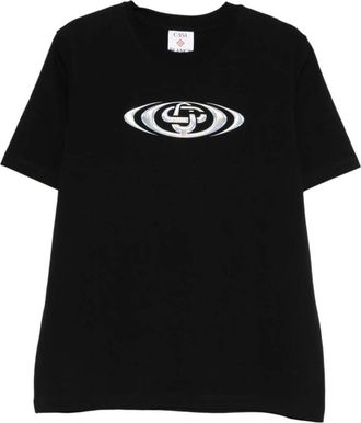 Casablanca Homme, Tops, Noir, Taille: 2XL Warped Logo Short Sleeve T-Shirt