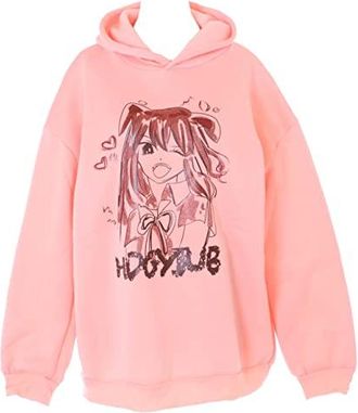 Kawaii-Story TS-312-3 Sweat à capuche Motif manga Rose