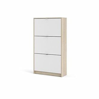 Tvilum Schuhschrank mit drei T&uuml;ren mit doppelter Tiefe, Eichenfarbe, 70,3 x 123,6 x 24,05 cm