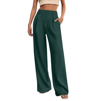 Generic Pantalon de travail d&eacute;contract&eacute; extensible taille haute coupe droite l&eacute;ger et ample Pantalon de travail pour femme, coupe d&eacute;contract&eacute;e, jambe droite e