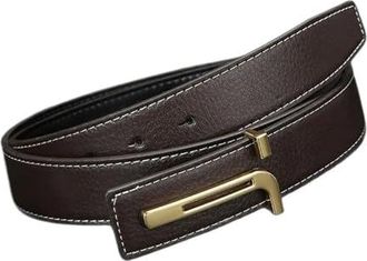 Generico Ceinture en cuir v&eacute;ritable pour homme avec boucle ardillon, dot&eacute;e dune boucle en alliage, parfaite pour les affaires et la mode(120 cm, Brown)