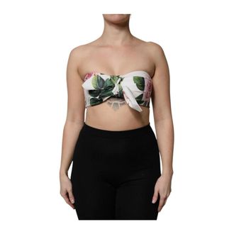 Dolce & Gabbana Wei&szlig;es Korsett-Top mit floralem Print - - Tops - Damen - Mehrfarbig - XL