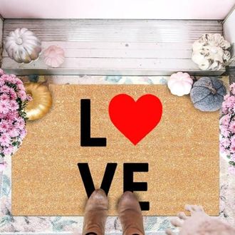 Generic Paillasson coco - Coeur - 40 x 60 cm - Pour lext&eacute;rieur et lint&eacute;rieur - Tapis de sol pour porte dentr&eacute;e - Paillasson dext&eacute;rieur - Paillasson coco (C)