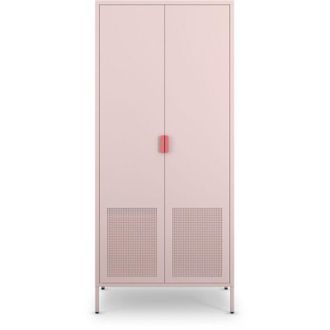 DRAWER Armoire 2 portes en m&eacute;tal H180cm - Rose blush - Adel
