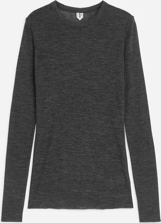 Arket Lang&auml;rmliges Oberteil Aus Merinowolle -Grau