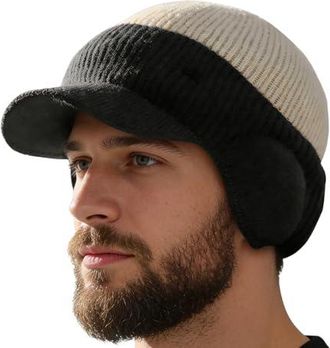 Generic Bonnet tricot&eacute; chaud - Bonnet dhiver coupe-vent avec bord, pour camping, p&ecirc;che, ski, moto, randonn&eacute;e, &eacute;quitation, pique-nique, course &agrave; pied, planche 