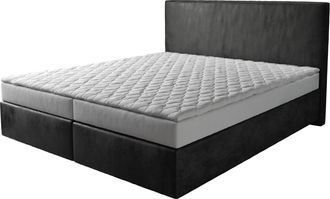 DELIFE Boxspringbett Dream-Well Mikrofaser Anthrazit Vintage 180x200 cm mit Matratze und Topper