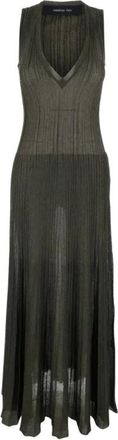 Federica Tosi Femme, Robes, Gris, Taille: 38 FR Longue robe maxi c&ocirc;tel&eacute;e &agrave; col en V