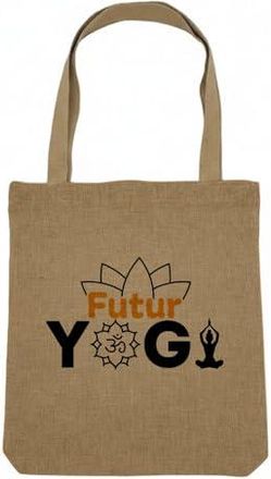 Fabulous Sac Shopping Tote Bag Aspect Lin - Futur Yogi Zen Yoga Maison - Sac de Courses Toile Epaisse 360g Beige Naturel Cabas Port&eacute; Epaule Solide Imprim&eacute; en F