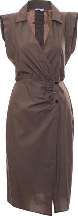 Patrizia Pepe Femme, Robes, Brun, Taille: 40 FR Robe Portefeuille en Coton