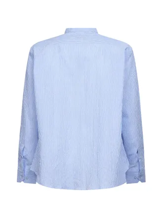 Etro Mens Light Blue Striped Seersucker Cotton Logo Shirt