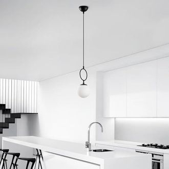 Opviq Elegant Black Chandelier, Metal Body, 15 cm Width, Adjustable Height (41-127 cm), 3 x E14 Socket, Perfect for Modern Home D&eacute;cor & Lighting