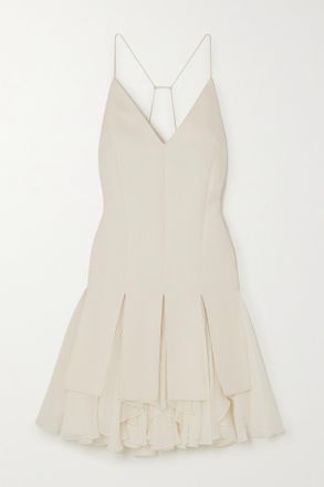 Khaite Teagan Minikleid Aus Twill Und Voile Mit R&uuml;schen - Wollwei&szlig;