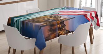 Abakuhaus Vereinigte Staaten Tischdecke, USA Touristic Konzept, Pflegeleicht mit Modernster Druck Technologie Waschbar und Personalisiert, 140 x 170 cm, Blau Ro