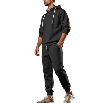 Generic Surv&ecirc;tement pour homme - Ensemble complet avec boutons et demi-patte de boutonnage - Sweat &agrave; capuche - Jambe droite - Pantalon de sport d&eacute;contract&eacute; - 