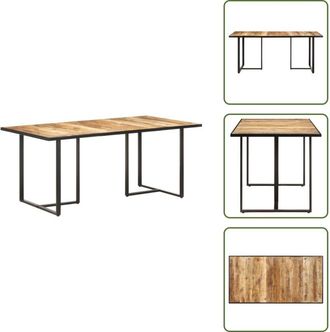 vidaXL Esstisch 180 cm Raues Mangoholz - Industrieller Esstisch - Esstisch Holz - Mangoholz Tisch - Wohnzimmer M&ouml;bel - Esszimmer Dekoration