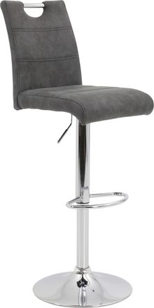 CARRYHOME Barhocker, Anthrazit, Textil, Rundrohr, Bodenplatte, 38x97-119x50 cm, Sitzfl&auml;che 360&deg; drehbar, mit Griff, Esszimmer, Barm&ouml;bel, Barhocker