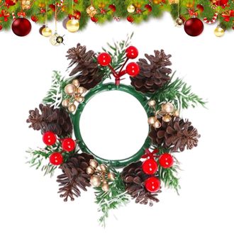 Generico Ringe f&uuml;r Kronenkerzen, k&uuml;nstliche Weihnachtsdekoration, Ringkranz f&uuml;r Stumpenkerze mit roten Beeren, f&uuml;r Zuhause, K&uuml;che, Schrank, Esszimmer, Schreibt