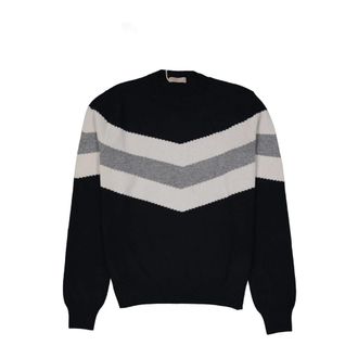 Herno Zigzag-Streifen-Pullover - - Knitwear - Herren - Blau - XL