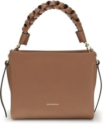 Coccinelle Beiger Kalbleder Bos Taurus Schultertasche
