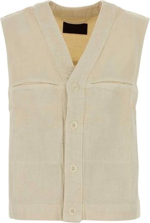 Christophe Lemaire Femme, Vestes, Beige, Taille: 36 FR Gilet sans Manches Boutonn&eacute;