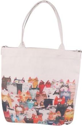 Garneck Mikikit Paquet Bandouli&egrave;re en Toile Imprim&eacute;e Motif Chat L&eacute;ger et R&eacute;glable Taille Moyenne Paquet Fourre-Tout pour &Eacute;tudiantes pour &Eacute;cole Shopping et Usa