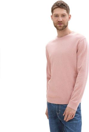Tom Tailor Herren Basic Crewneck Pullover aus Baumwolle, 36306 - Dusty Pink Melange, XXXL