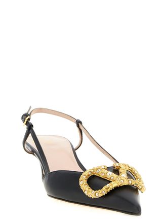 Valentino Garavani Womens Vlogo Signature Jewel Pump Black Calfskin Leather