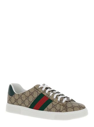 Gucci Mens Low-Top Sneakers Ace Beige Polyurethane Trainers