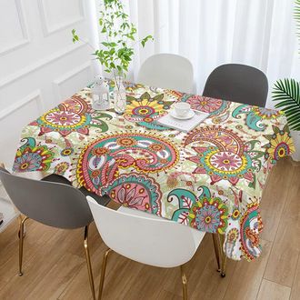 Alaza Tischdecke aus Stoff, Paisleymuster und Blumenmuster, rechteckig, waschbar, Dekoration für Zuhause, Küche, Kaffee, Abendessen, Party (152 x 228,6 cm)