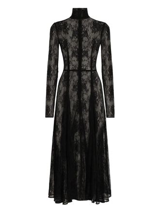 Dolce & Gabbana robe en dentelle &agrave; col montant - Noir