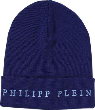Philipp Plein Homme, Accessoires, Bleu, Taille: ONE Size Cappello Lana Logo