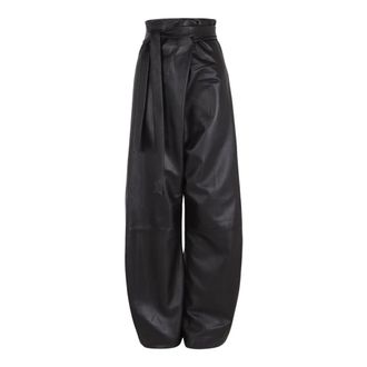 Cortana High-Waist Wickel-Lederhose - - Trousers - Damen - Schwarzk - M